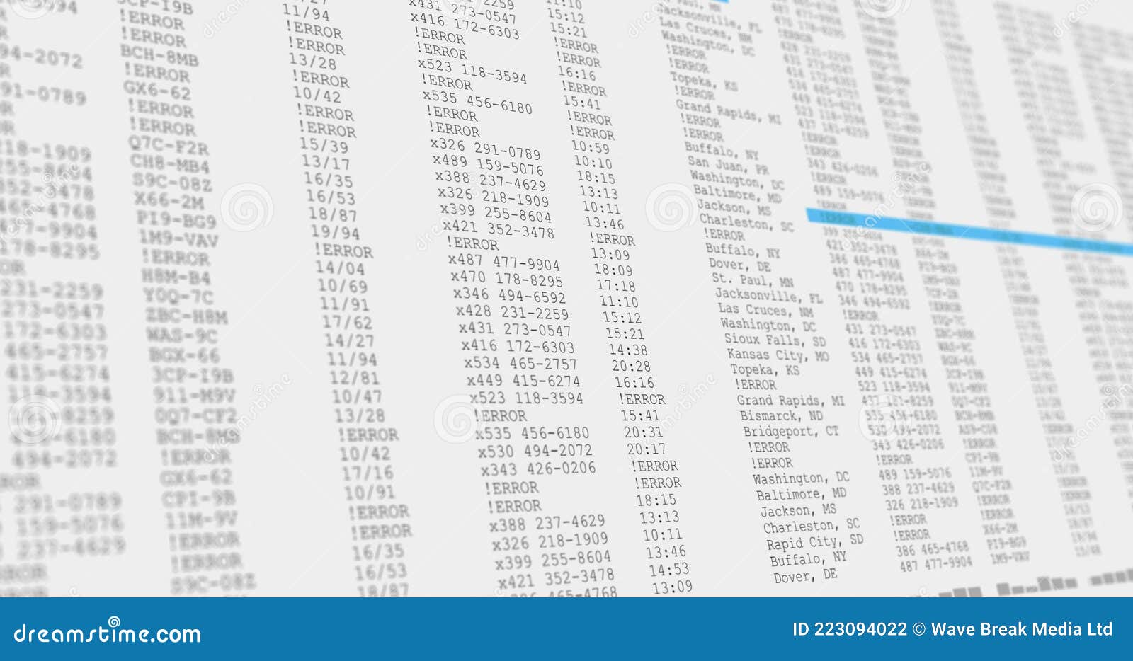 Image of Data Processing on White and Blue Computer Screen Stock ...