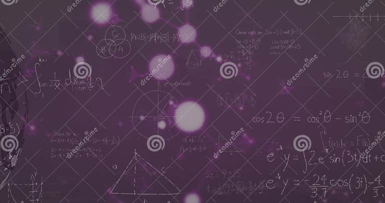 Image of Data with Science Formulas, Molecules and Globe on Digital ...