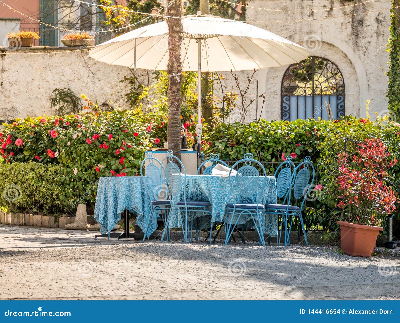 Image of Decorated Restaurant Table on a Terrace Stock Photo - Image of ...