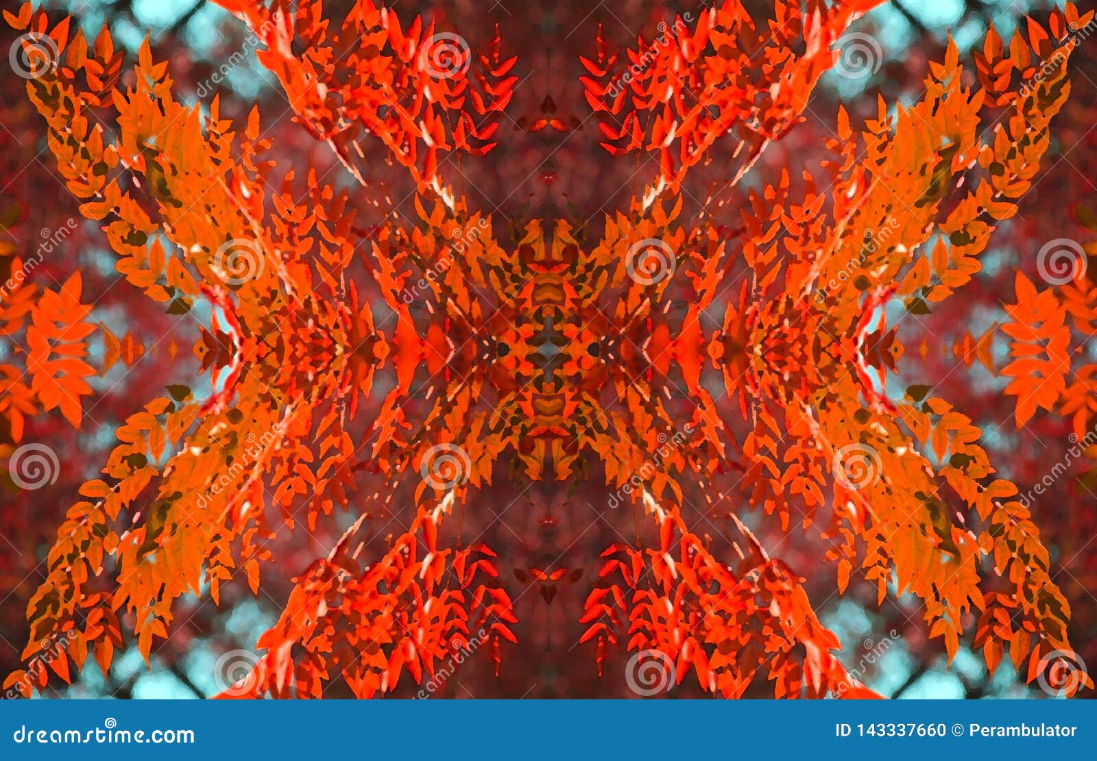 FIERY AUTUMN LEAF REFLECTION PATTERN Stock Illustration - Illustration ...