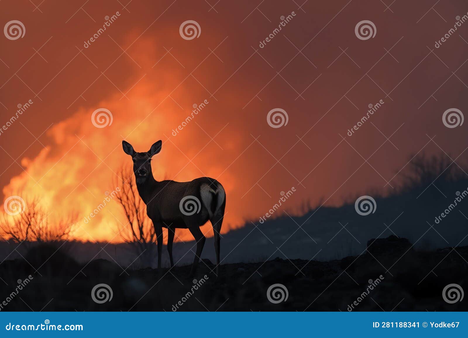 Fox Exhausted In The Midst Of Wildfires And Smoke. Wildlife Animals ...