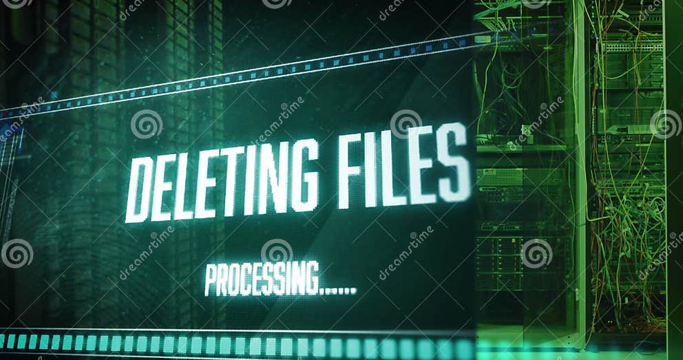 Image of Deleting Files Over Green Digital Screen Stock Illustration - Illustration of montage ...