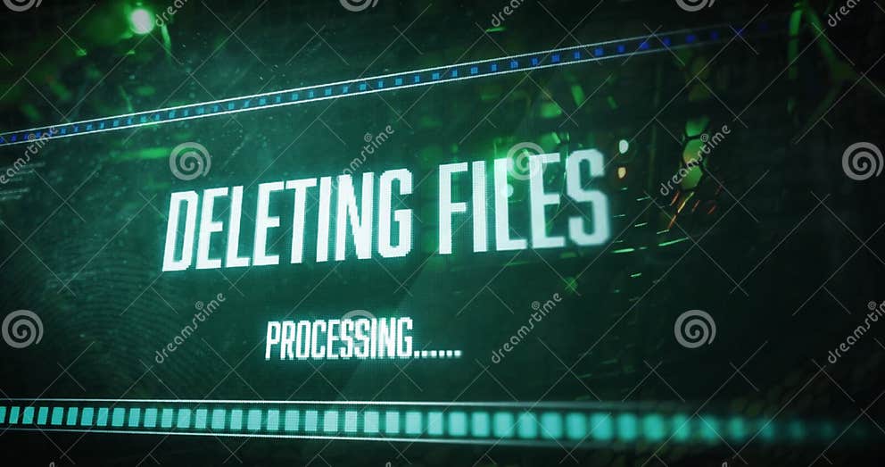 Image of Deleting Files, Processing Text on Interface Over Computer Server Stock Image - Image ...