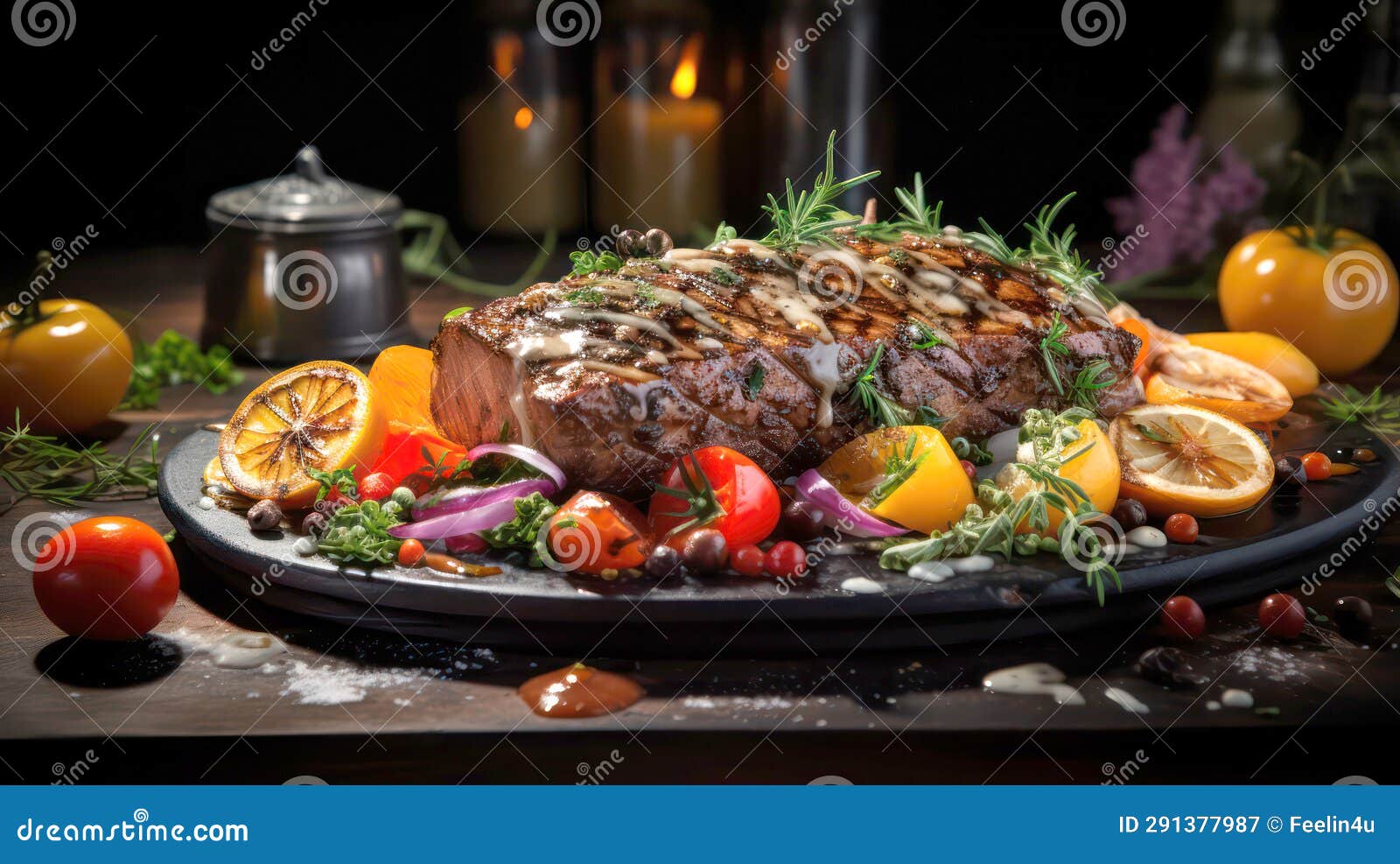 Image of a Delicious and Colorful Plate of Meat and Vegetables on a ...