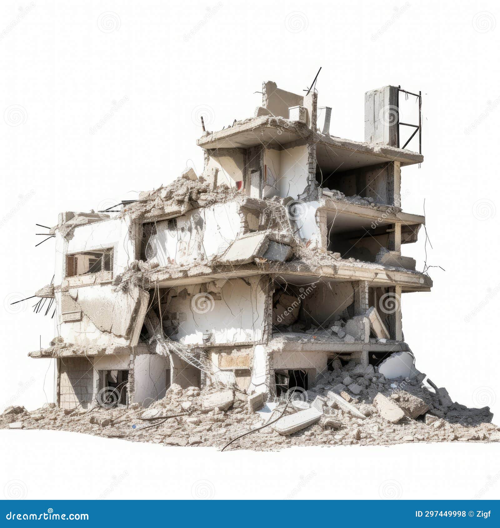Image of Demolished Building on White Background Stock Illustration ...