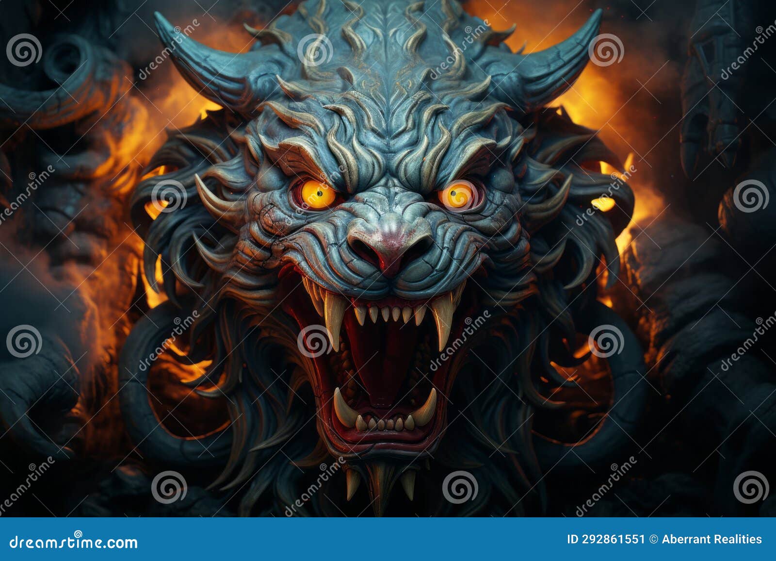 An Image of a Demon Head with Glowing Eyes Stock Illustration ...