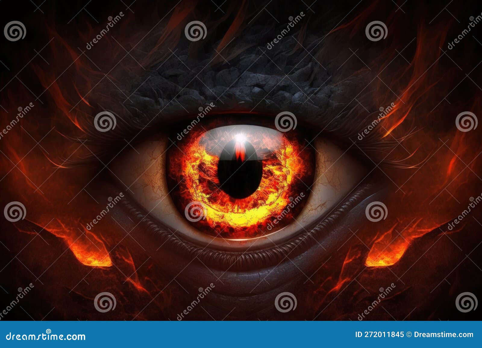An Image of Demonic Eyes on Fire Stock Illustration - Illustration of ...