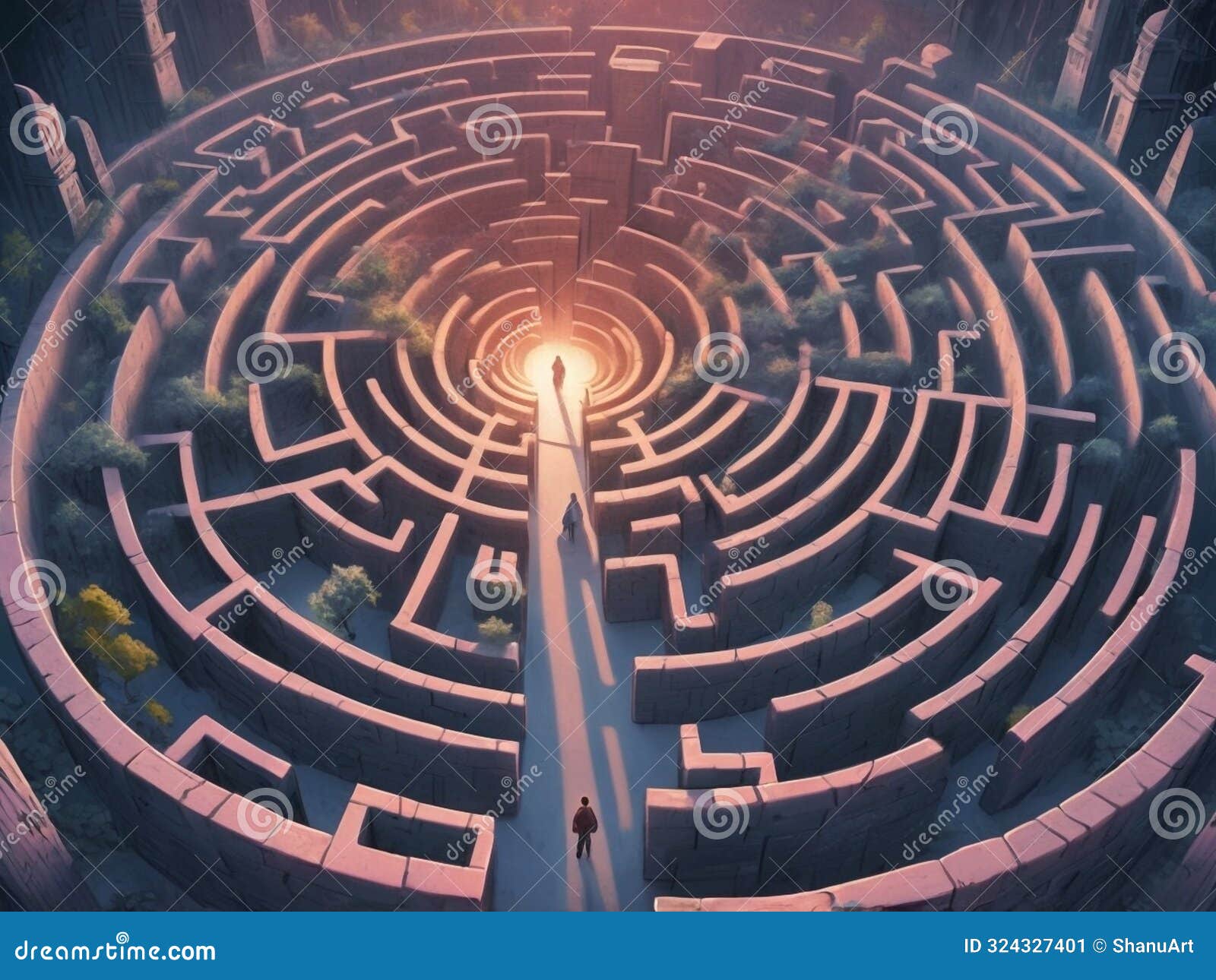 Exploration of a Complex Maze. Stock Illustration - Illustration of ...