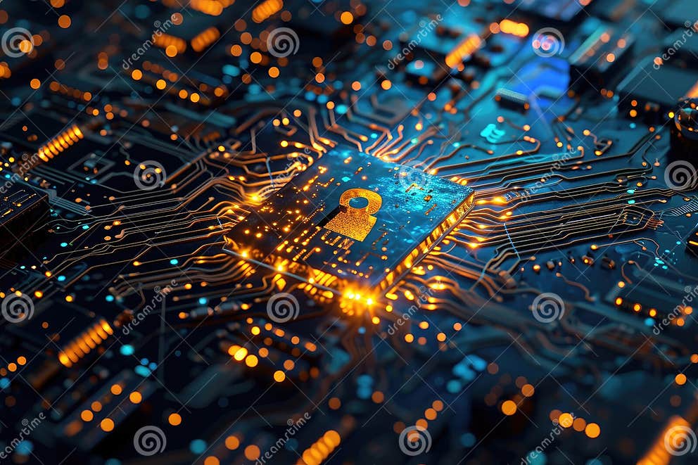 An Image Depicting a Circuit Board with a Padlock, Showcasing the ...