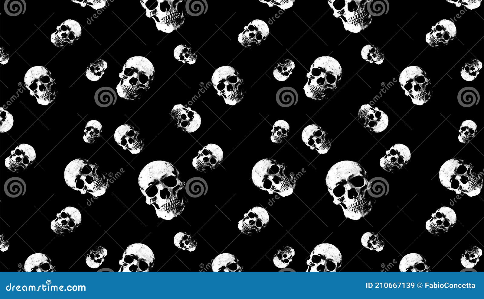 Abstract Horror Pattern Background of Monochrome Skulls Stock Image ...