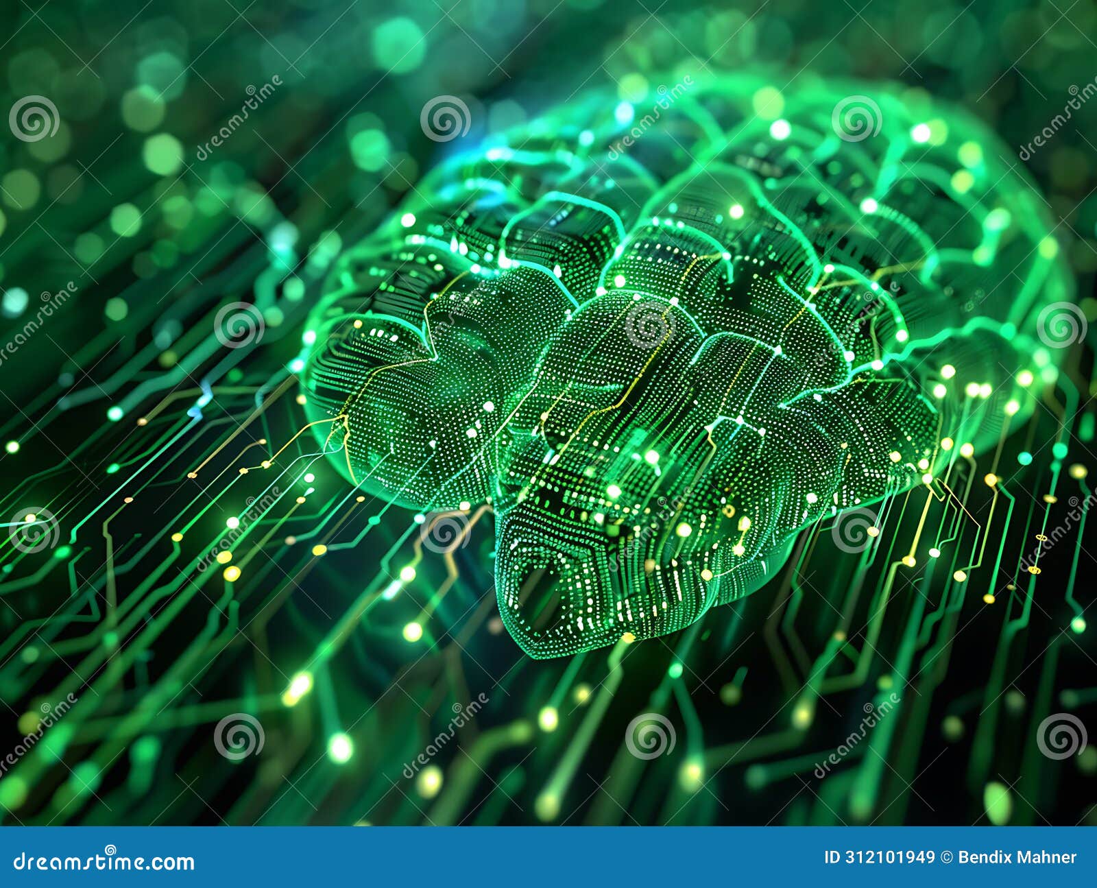 Abstract Digital Brain Neurons Network Connection Technology Background ...