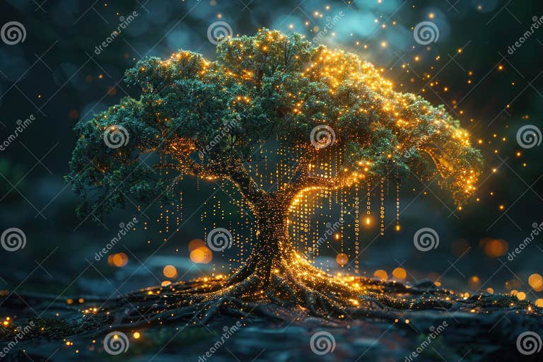 Abstract Tech Tree of Data Science and Technology Stock Illustration ...