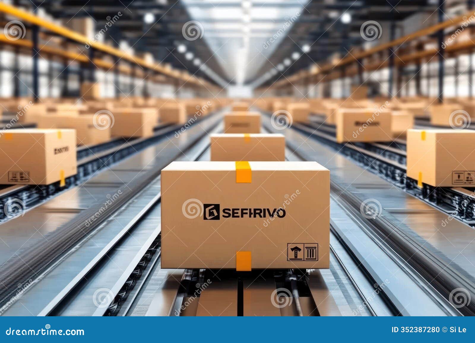 Improving Warehouse Efficiency With Conveyor Belt Systems. Concept ...