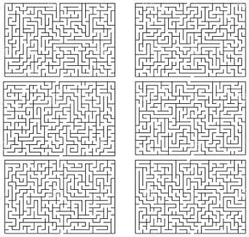 Background of a Set Collection of Simple Rectangular Mazes Stock ...