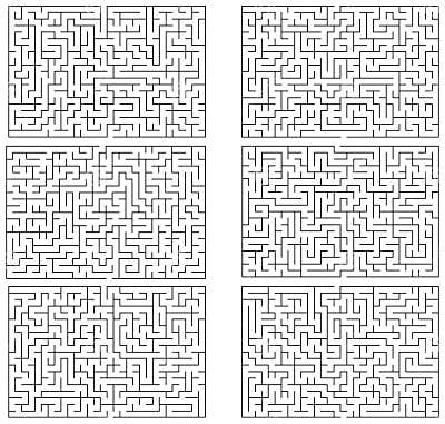 Background of a Set Collection of Simple Rectangular Mazes Stock ...
