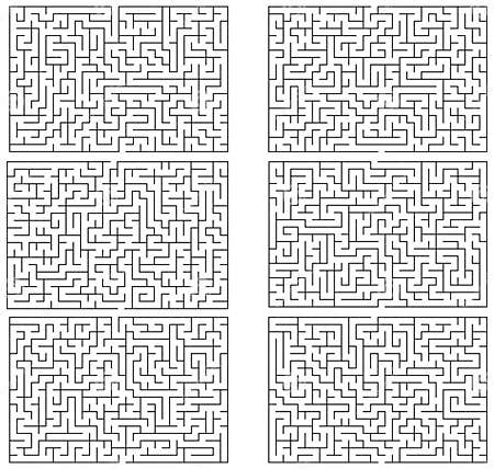 Background of a Set Collection of Simple Rectangular Mazes Stock ...