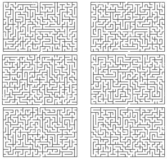 Background of a Set Collection of Simple Rectangular Mazes Stock ...