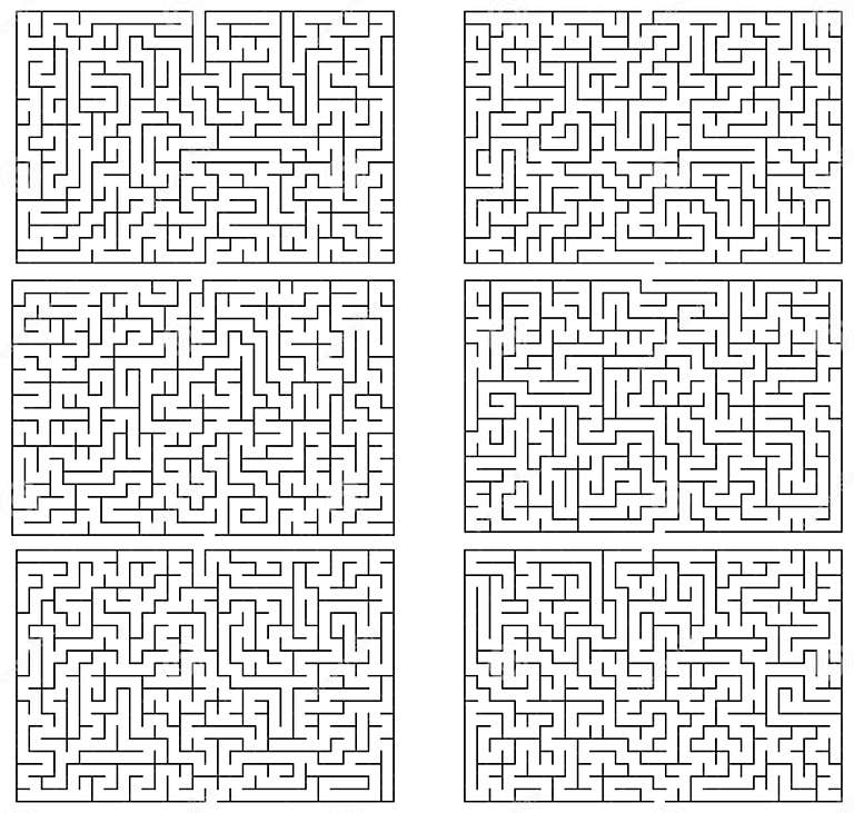 Background of a Set Collection of Simple Rectangular Mazes Stock ...