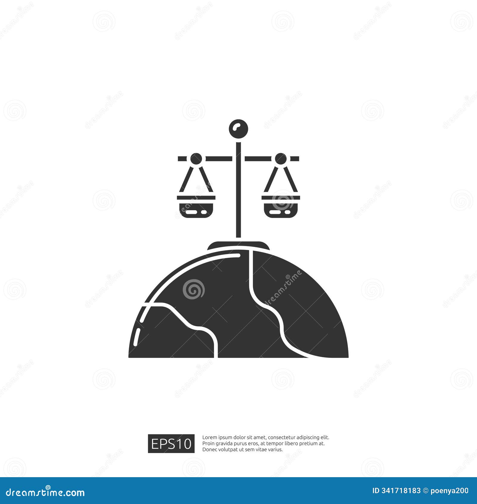 This Image Depicts A Balanced Scale Positioned Above A Globe ...