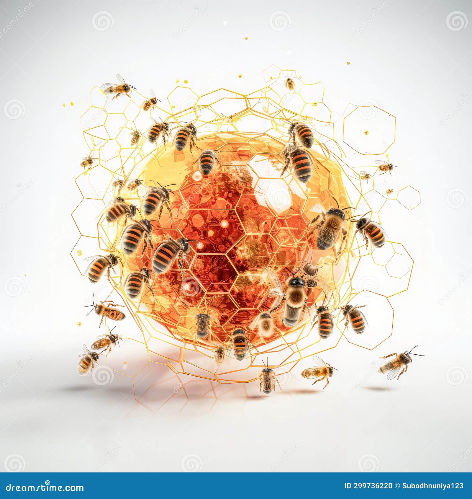 Bee Hive World with Bees on it, Bee World Background Isolated in White ...