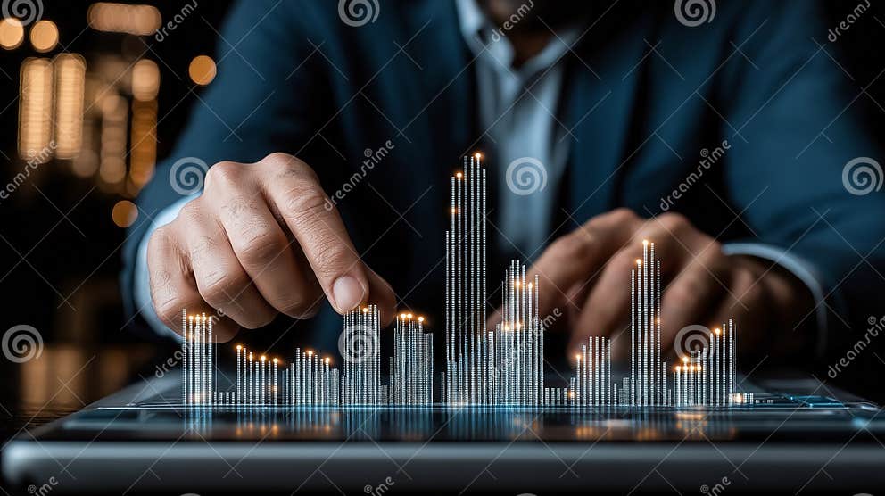 Image Depicts Businessperson Analyzing Economic Growth Forecasts ...