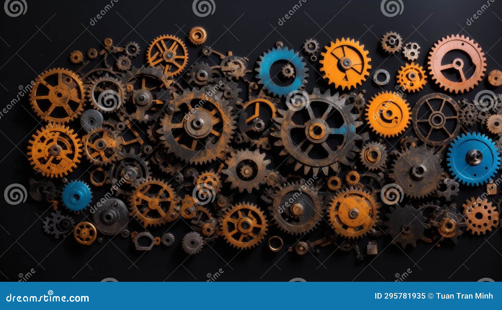 Various Old Cogs and Gears of Different Colours and Sizes in a Cloud ...