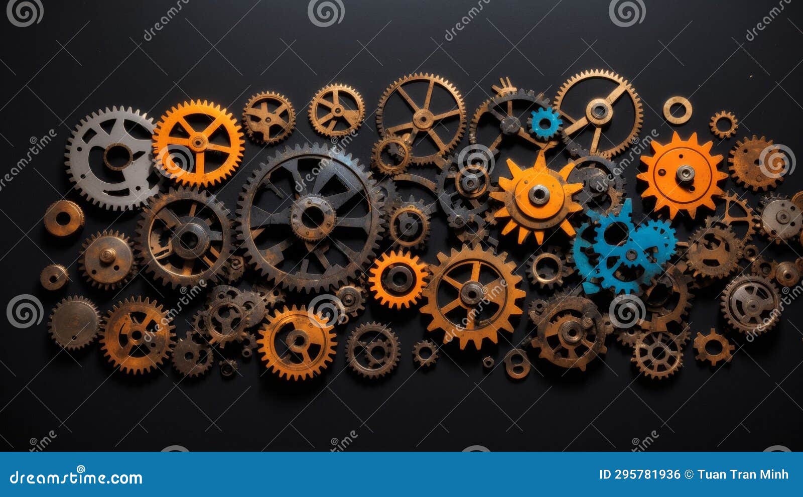 Various Old Cogs and Gears of Different Colours and Sizes in a Cloud ...