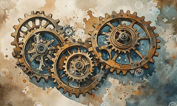 Close-up View Complex Mechanical Gear System, Featuring Multiple Gears ...
