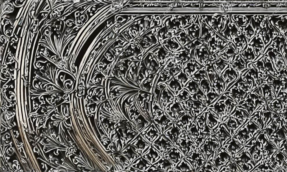 Close-up View Metal Surface with Intricate, Repeating Patterns Small ...