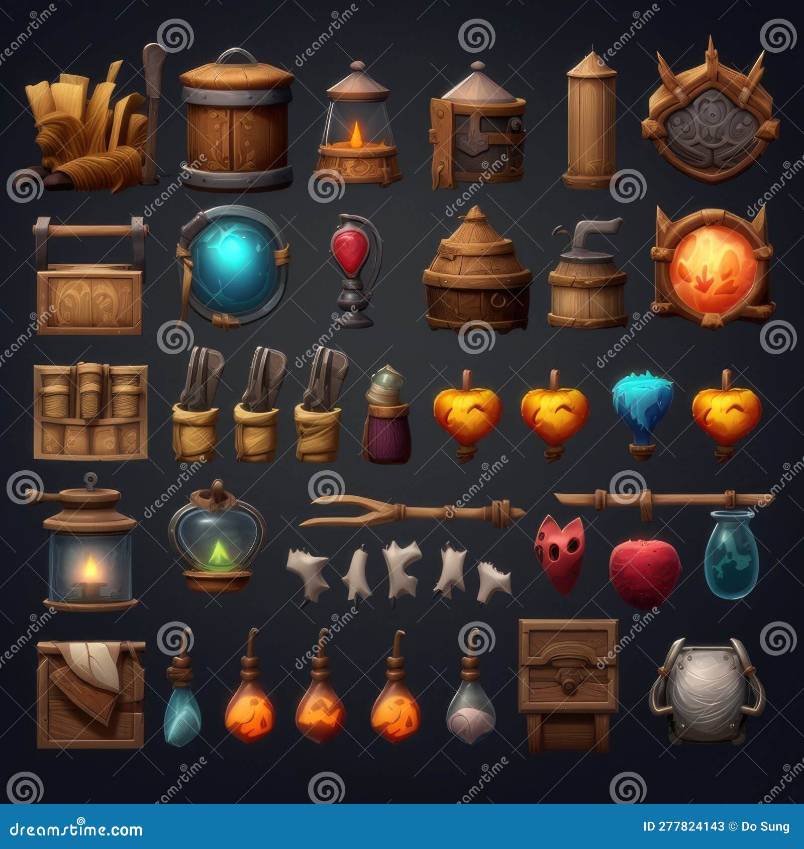 Item game 2d stock illustration. Illustration of objects - 277824143