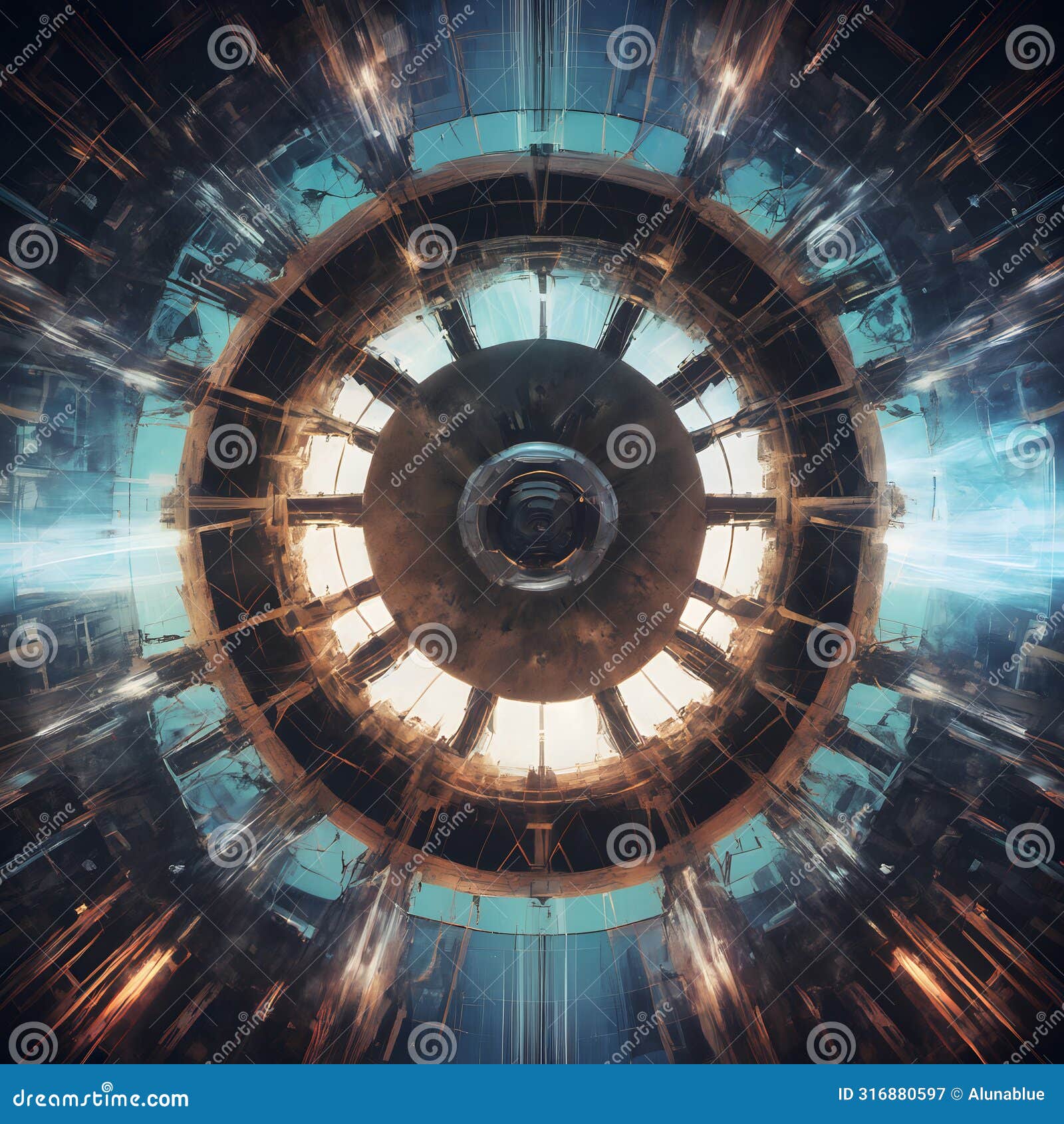 Futuristic Circular Mechanism with Dynamic Energy Cores in Motion Stock ...