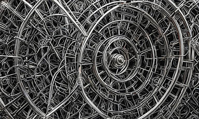 Spiral Metal Structure with Central Circular Element is Arranged in ...