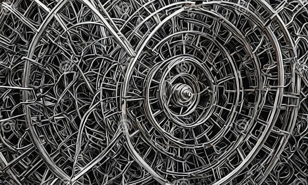 Spiral Metal Structure with Central Circular Element is Arranged in ...