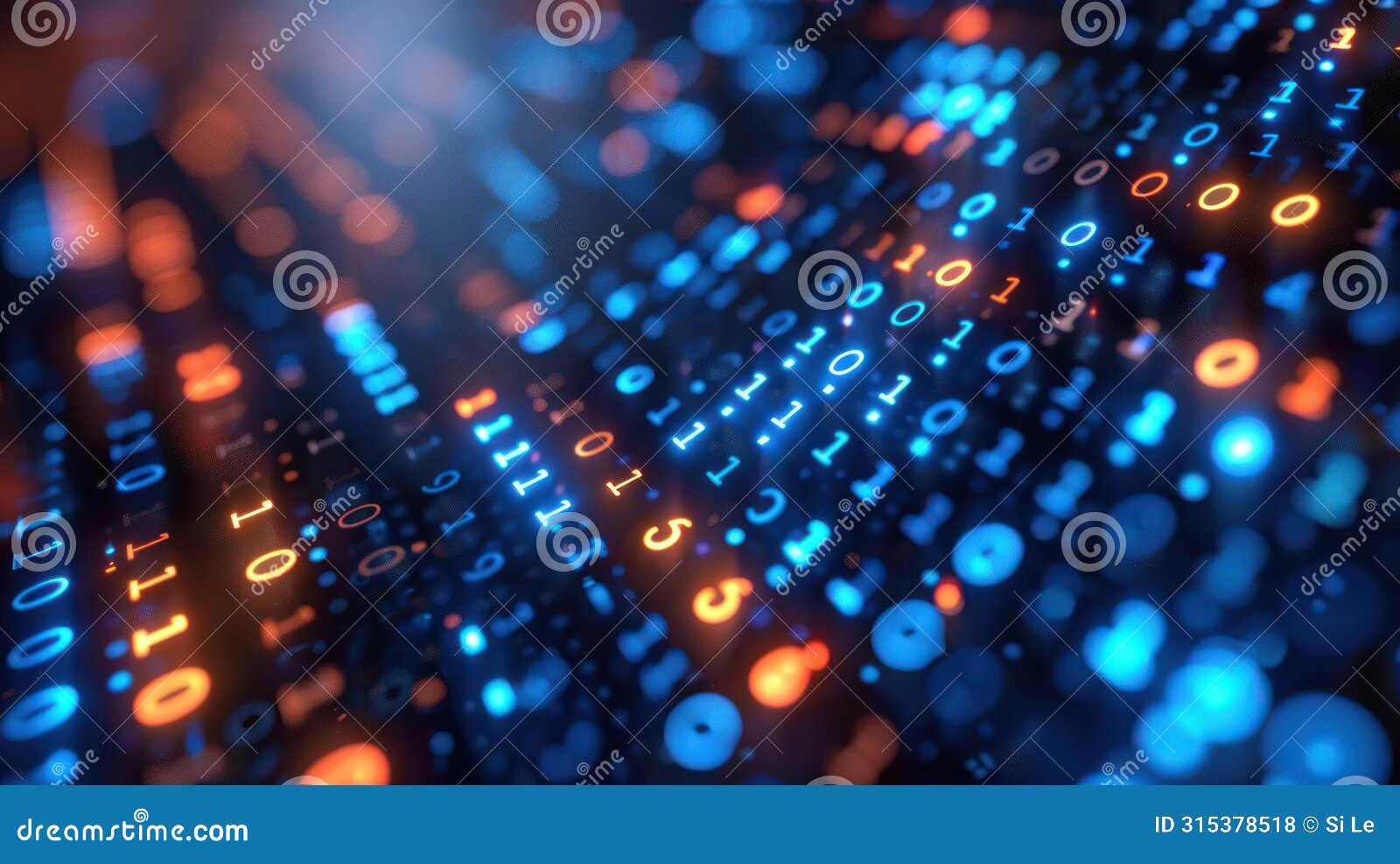 Digital Matrix: Blue Binary Code on Computer Screen Background Stock ...