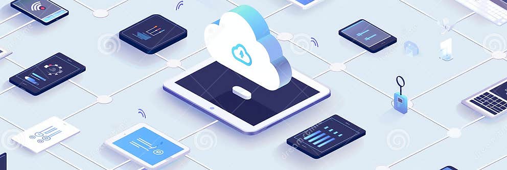 This Image Depicts the Concept of Cloud Computing Showcasing a Network ...