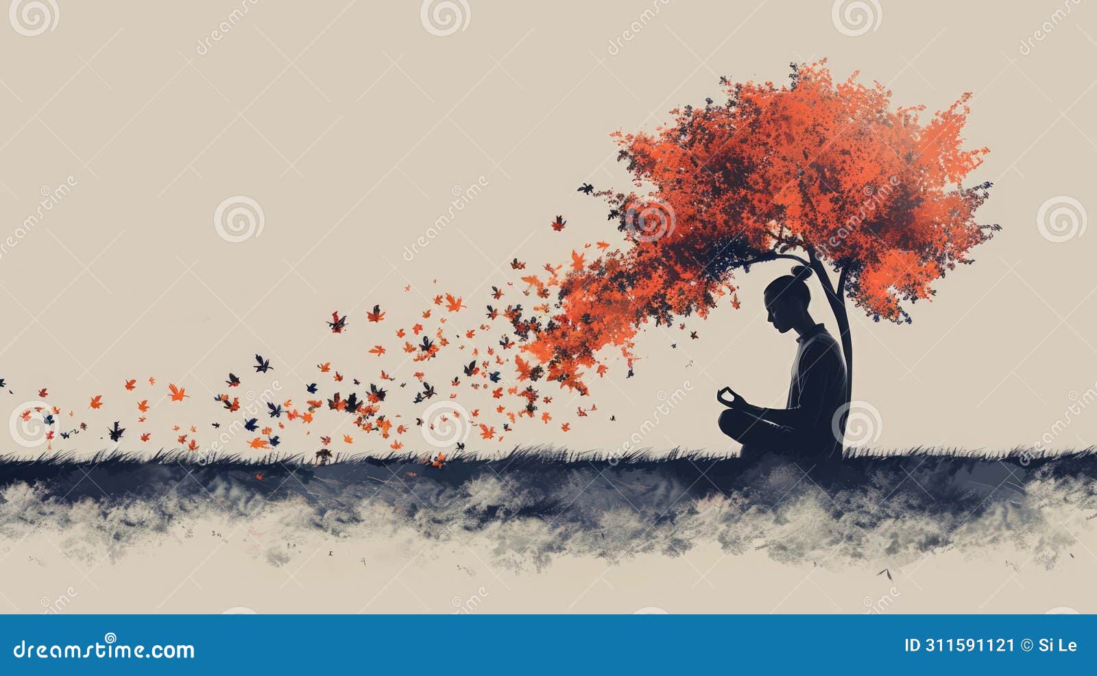 Mental Wellness through Mindfulness: a Person Meditating with an ...