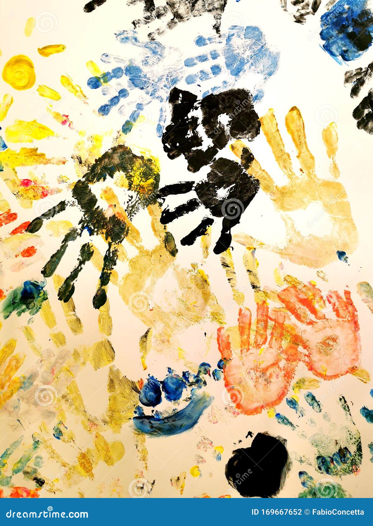 Conceptual Texture Background of Some Colorful Handprints Stock ...