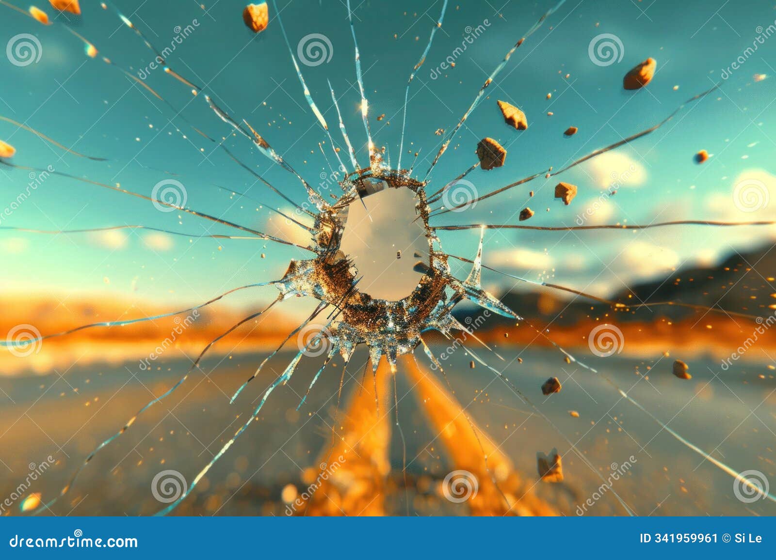 Empty Freeway Road Under Construction Detour Sign Vector Illustration ...