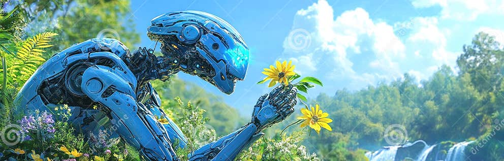 Curious Robot Explores Lush Forest - Wonder and Discovery in Advanced ...