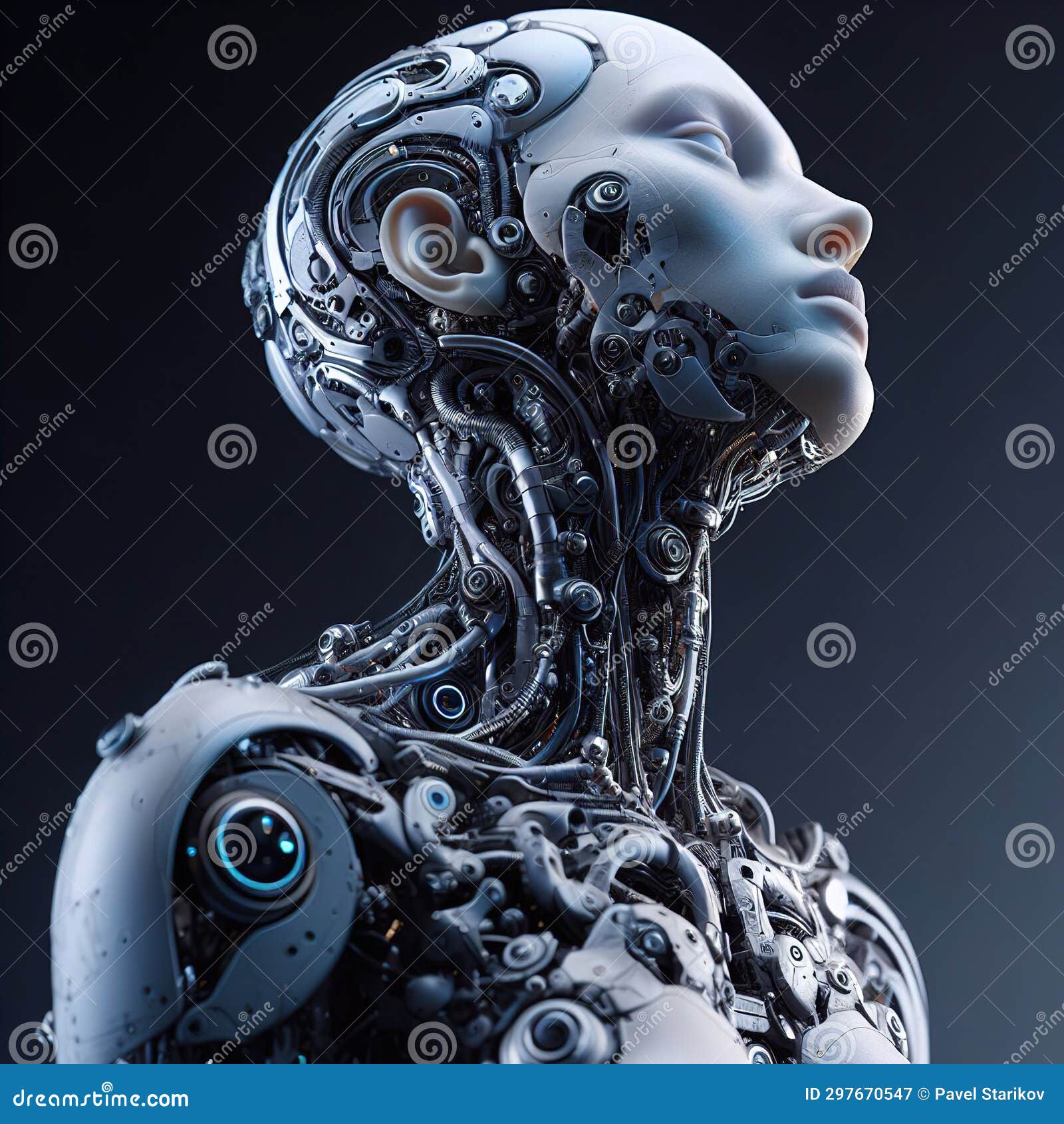 Cybernetic Humanoid: AI 3D Illustration Stock Illustration ...