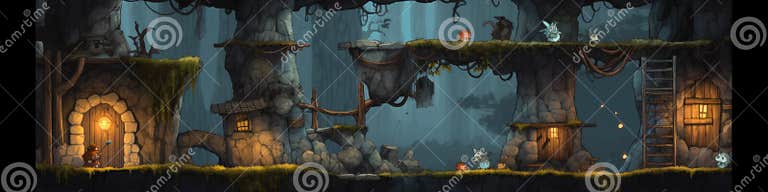 The Image Depicts a 2D Game Environment Stock Illustration ...