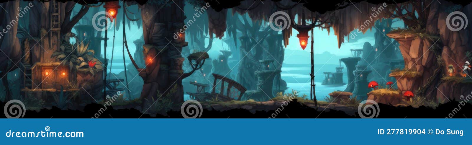 The Image Depicts a 2D Game Environment Stock Illustration ...
