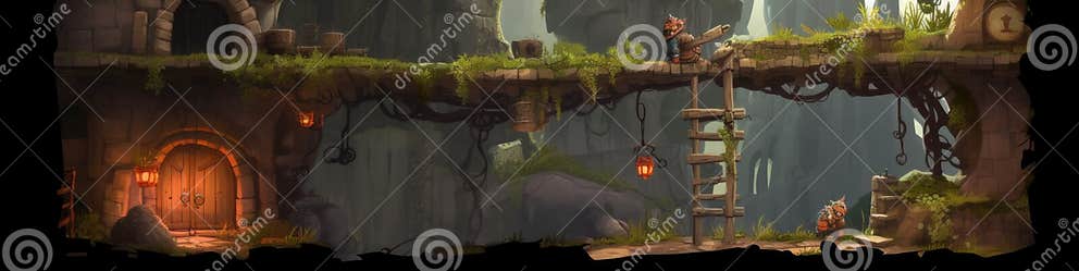 The Image Depicts a 2D Game Environment Stock Illustration ...