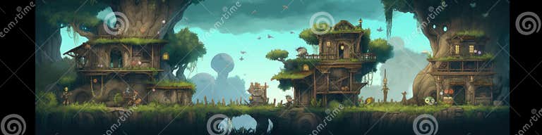 The Image Depicts a 2D Game Environment Stock Illustration ...