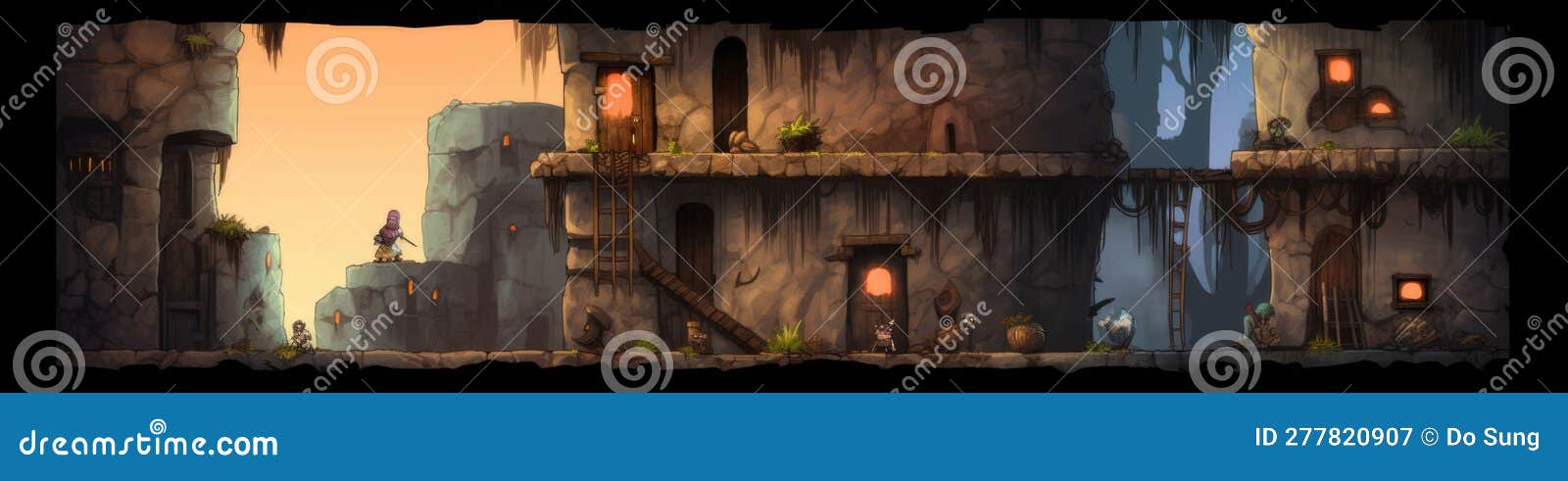 The Image Depicts a 2D Game Environment Stock Illustration ...