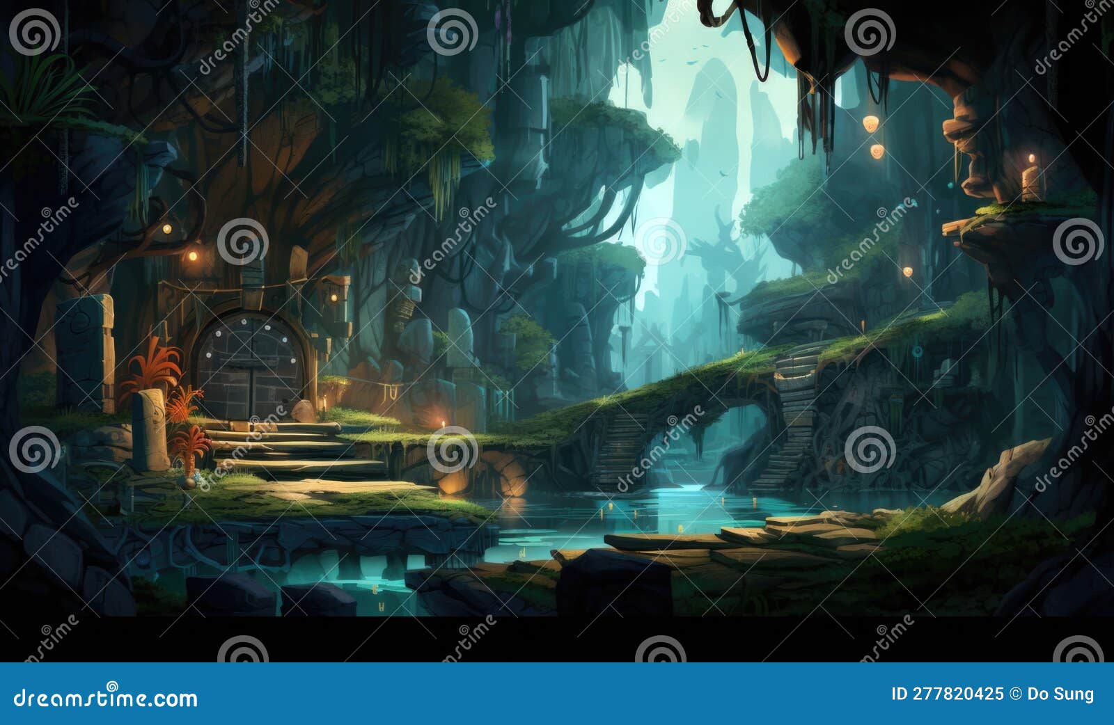 The Image Depicts a 2D Game Environment Stock Illustration ...