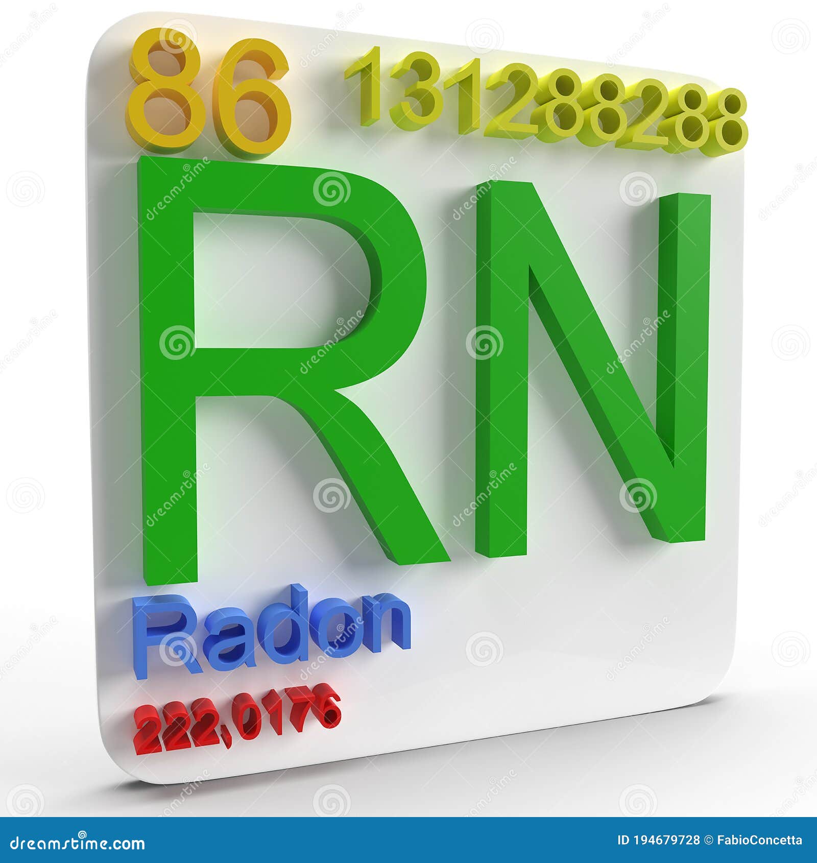 3d Radon Card of the Periodic Table of Elements Stock Illustration ...