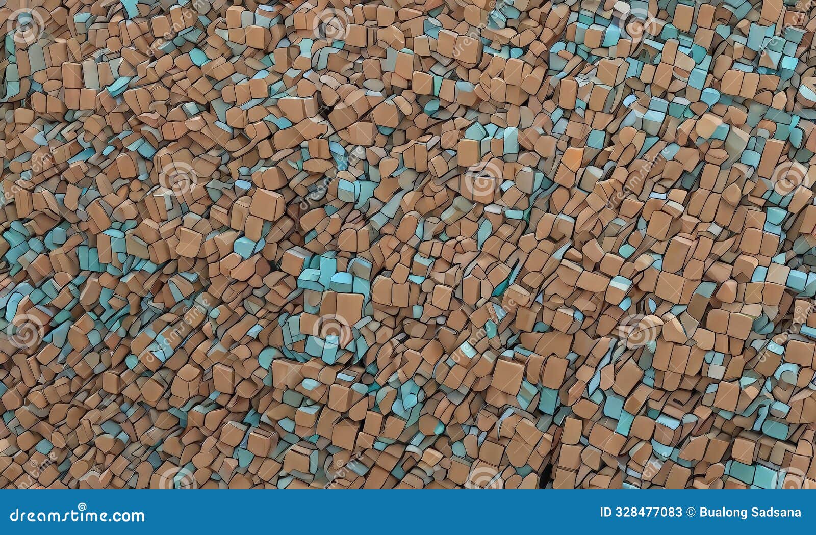 Close-up View Densely Packed Arrangement Brown and Blue Cardboard Boxes ...