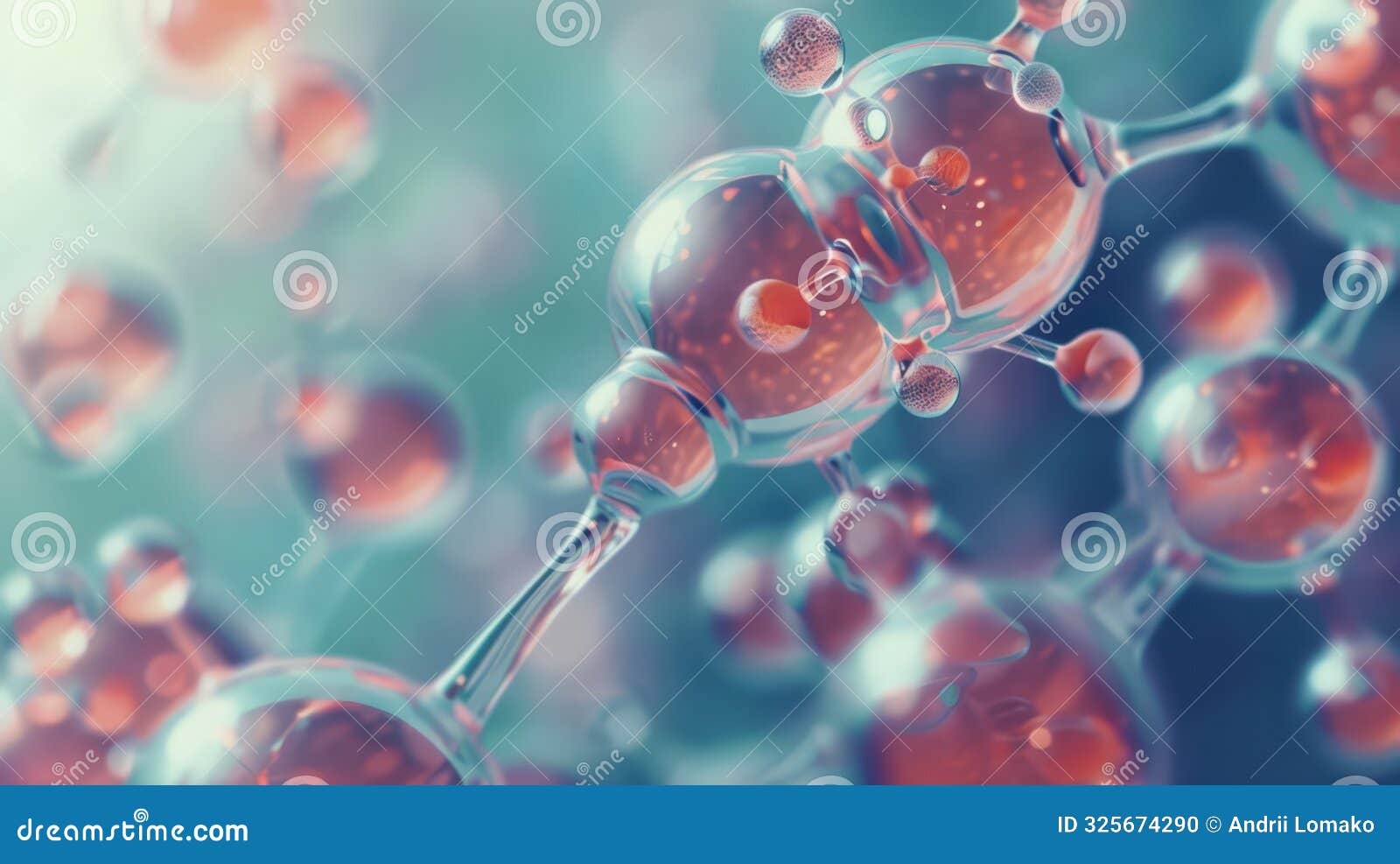 A Close Up View of Transparent Molecular Spheres Linked Together Stock ...