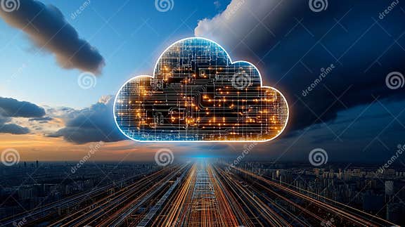Image Depicts Digital Cloud with Circuit Patterns Symbolizing Cloud ...